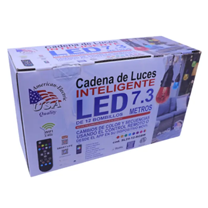 Cadena Luces American Electric Led Wifi RGB 24FT SL24-12-RGBW | ADN TIENDA